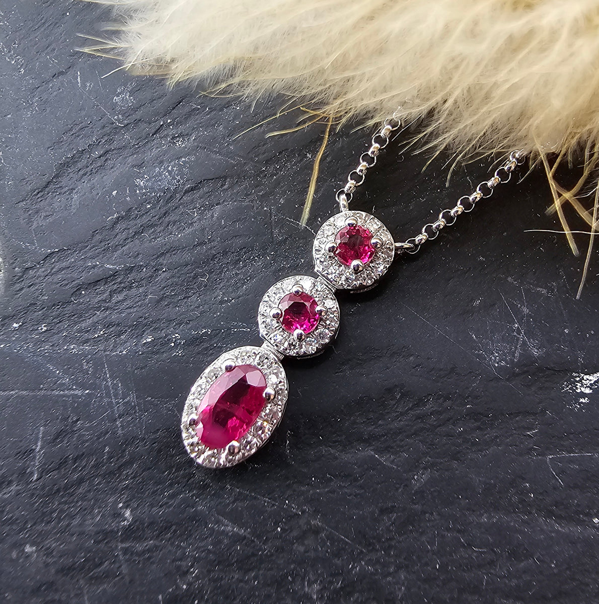 Ruby Triple Drop Pendant – Jewellery by Design Ltd